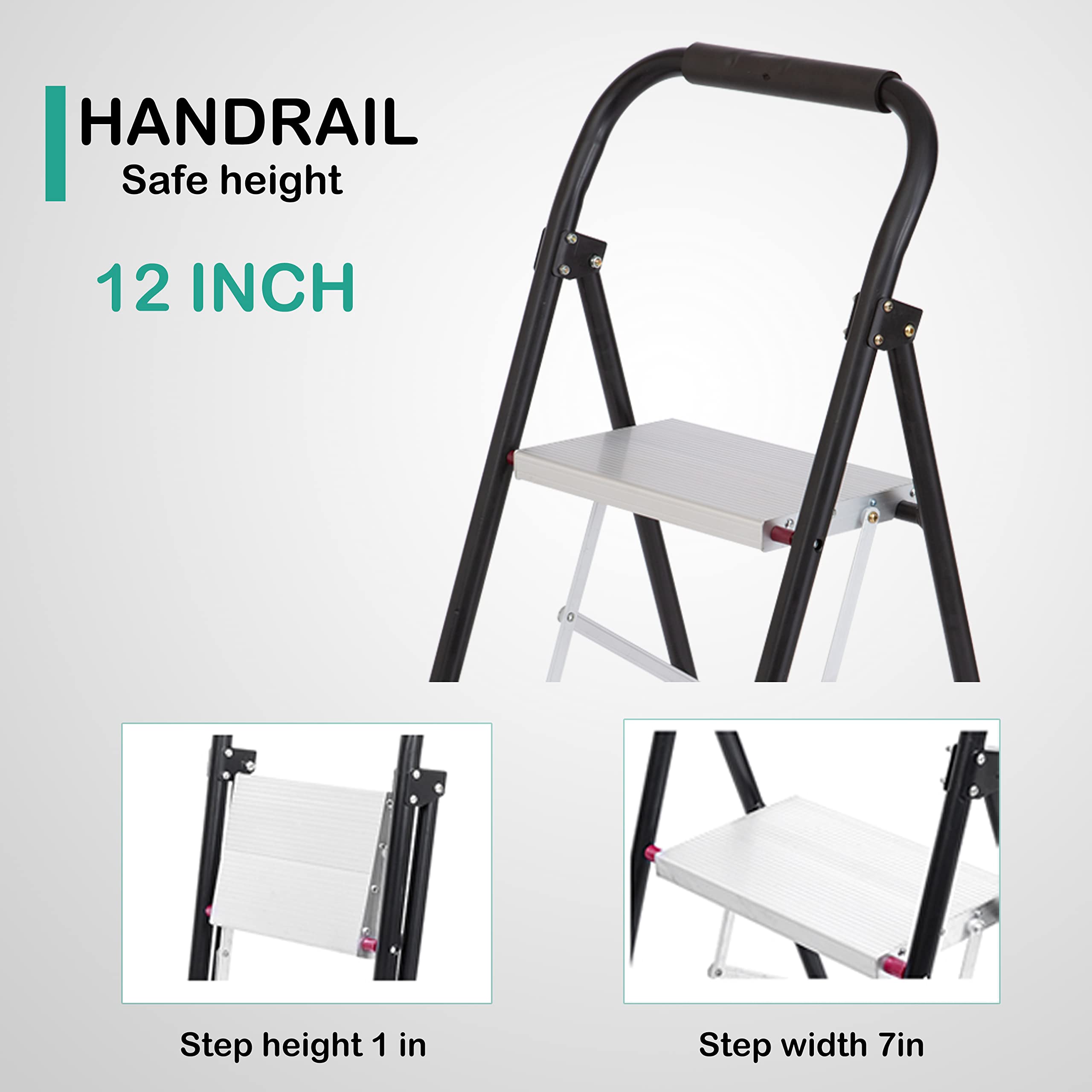 LEADALLWAY Hand Truck 2 Step Ladder Multifunction 2-in-1 Collapsible Dolly