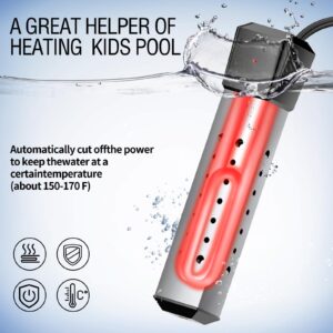 Portable Pool Heater, Immersion Water Heater for Pool, Submersible Hot Tub and Bathtub Heater, Quickly Heat 5 Gallons of Water to 104℉ in Just 10 Minutes