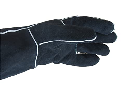 SDFWELD New Black Welding Work Gloves with Blue Palm Welders Thick Cow Split Leather Kitchen Stove Heat Puncture Resistant BBQ Glove