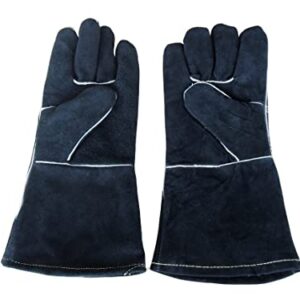 SDFWELD New Black Welding Work Gloves with Blue Palm Welders Thick Cow Split Leather Kitchen Stove Heat Puncture Resistant BBQ Glove