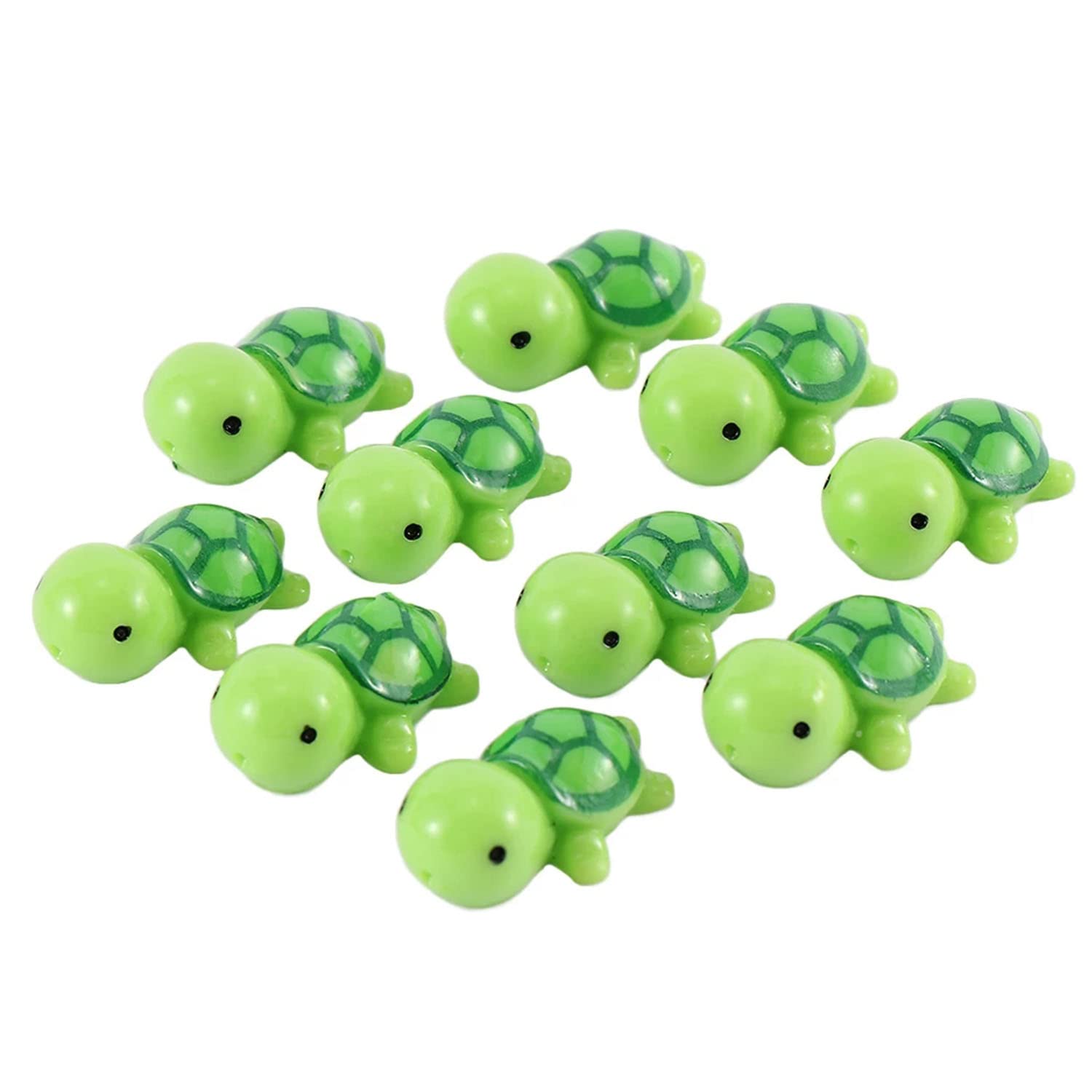 10 Pcs Mini Turtle Miniature Figurines Dollhouse Bonsai Garden Micro Landscape Decor Fairy Garden Miniatures, Green