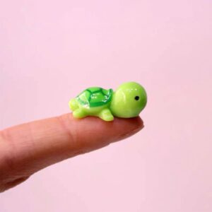 10 Pcs Mini Turtle Miniature Figurines Dollhouse Bonsai Garden Micro Landscape Decor Fairy Garden Miniatures, Green