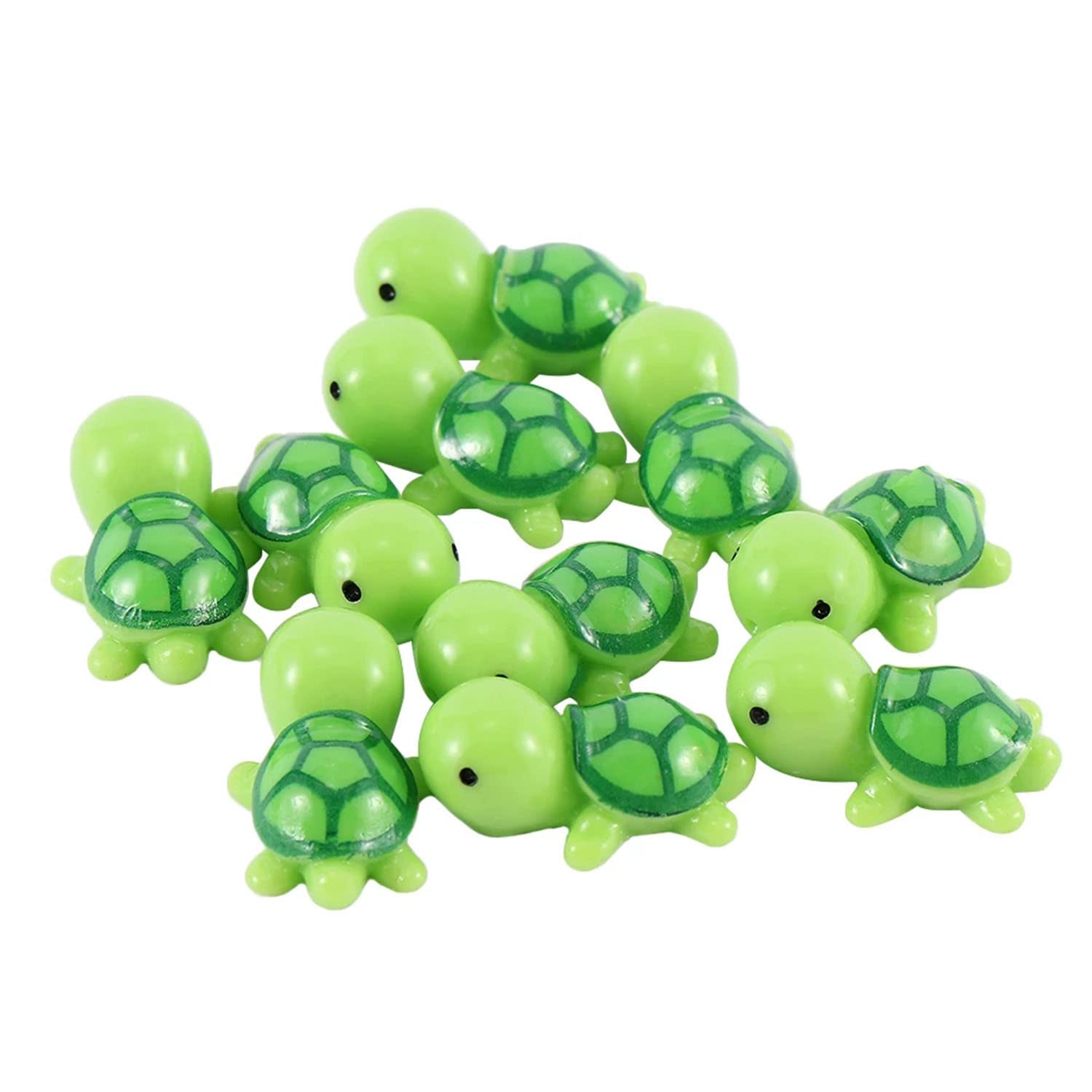 10 Pcs Mini Turtle Miniature Figurines Dollhouse Bonsai Garden Micro Landscape Decor Fairy Garden Miniatures, Green