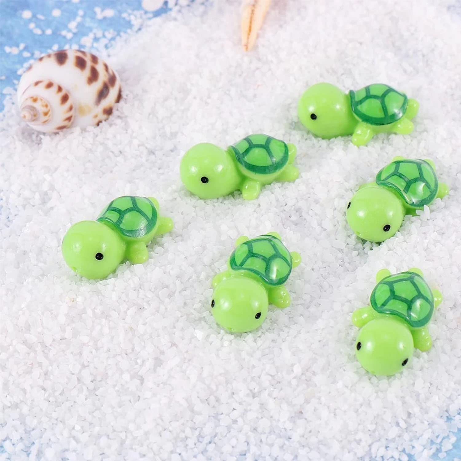 10 Pcs Mini Turtle Miniature Figurines Dollhouse Bonsai Garden Micro Landscape Decor Fairy Garden Miniatures, Green