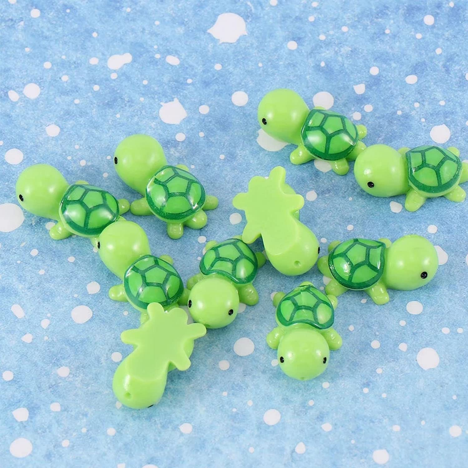 10 Pcs Mini Turtle Miniature Figurines Dollhouse Bonsai Garden Micro Landscape Decor Fairy Garden Miniatures, Green