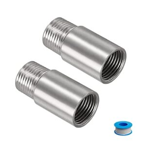 awclub shower head extension arm, 2 pack 2-inch g1/2 male x g1/2 female thread 304 stainless steel cast pipe fitting coupler