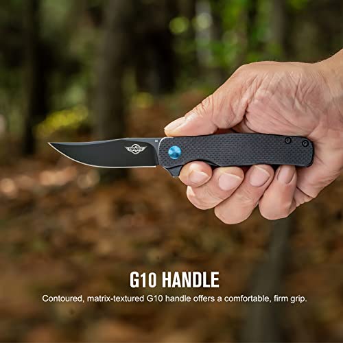 OKNIFE Mini Chital Folding Pocket Knife, Small Pocket Knife with Black Titanium Coated D2 Steel Knife Blade, G10 Handle and Pocket Clip for Hiking and Camping