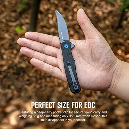 OKNIFE Mini Chital Folding Pocket Knife, Small Pocket Knife with Black Titanium Coated D2 Steel Knife Blade, G10 Handle and Pocket Clip for Hiking and Camping