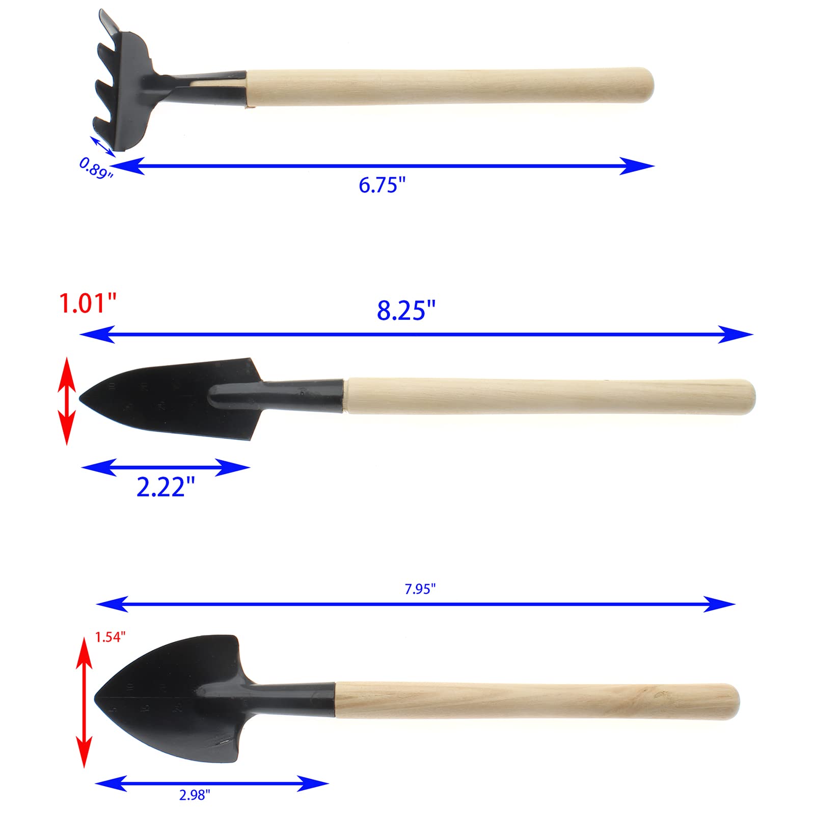 6 Pcs Mini Garden Tool Set Plant Potted Flower Gadget Wooden Handles for Transplanting Seedling Cultivating Weeding Flowers Vegetable Seedlings [FDXGYH]