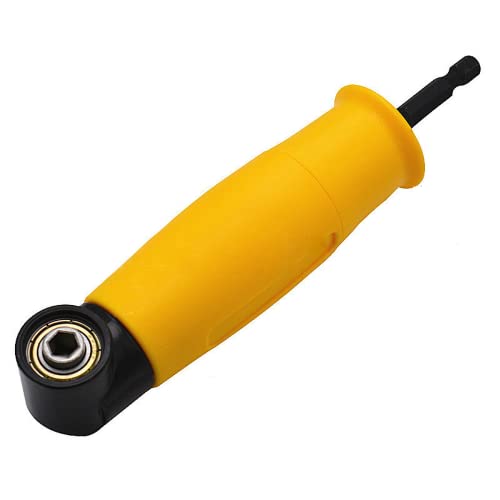 1/4 Inch 90° Degree Right Angle Attachment Drill Driver Screwdriver Extension Holder Adapter Corner Electric Drill Chuck (Yellow)