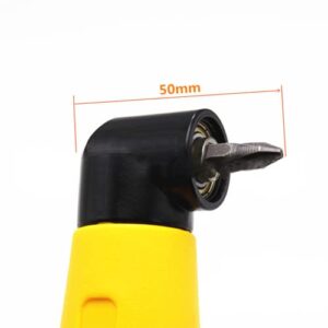 1/4 Inch 90° Degree Right Angle Attachment Drill Driver Screwdriver Extension Holder Adapter Corner Electric Drill Chuck (Yellow)