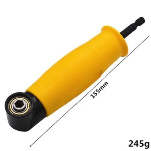 1/4 Inch 90° Degree Right Angle Attachment Drill Driver Screwdriver Extension Holder Adapter Corner Electric Drill Chuck (Yellow)