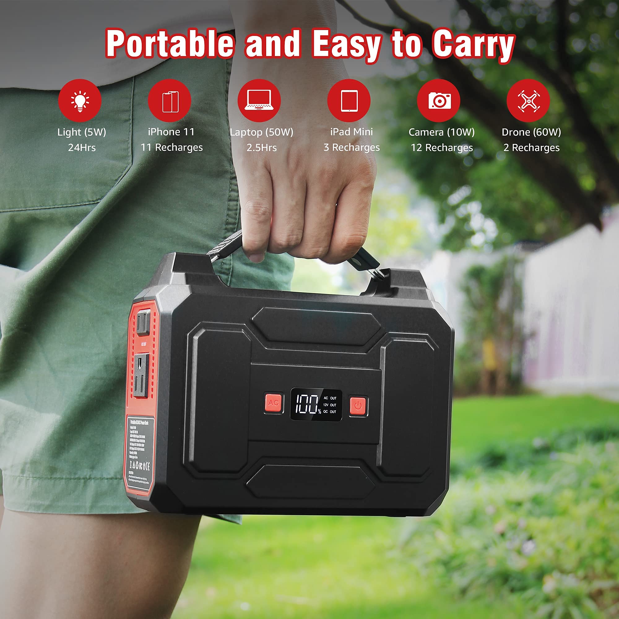 Apowking 146Wh Portable Power Bank with AC Outlet with 40W Foldable Solar Panel, Portable Laptop Charger for Camping, Home Emergency, Traveling, RV Trip