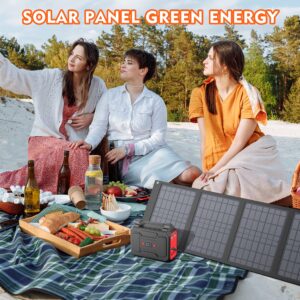 Apowking 146Wh Portable Power Bank with AC Outlet with 40W Foldable Solar Panel, Portable Laptop Charger for Camping, Home Emergency, Traveling, RV Trip