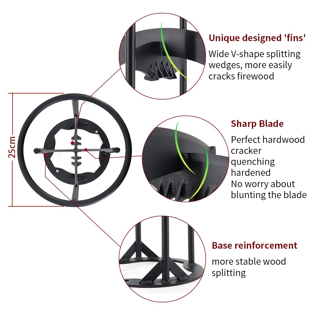 BiggerFire XL Kindling Splitter,Carbon Steel X Large Manual Log Splitter 14.6"X 8.5" Firewood Kindling,Dual Blade Wood Splitter Cutter with Carry Bag