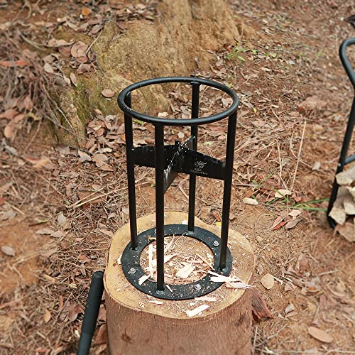 BiggerFire Manual Log Splitter with Bag Outdoor Kindling Splitter Dual Blade with Wedge Log Cracker Metal Garden Tool PC-P2