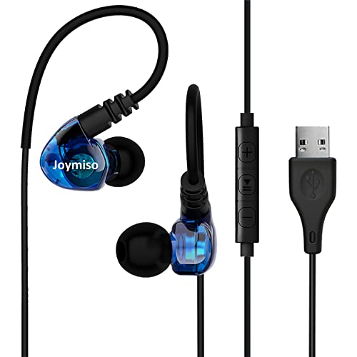 USB Earbuds with Microphone for PC Laptop, 6.5Ft Long Cord Wired USB Headphones Headset for Computer Desktop MacBook PS4 PS5 Work Calls Gaming, Over Ear in-Ear Earphones w Case, Control, Mute Function