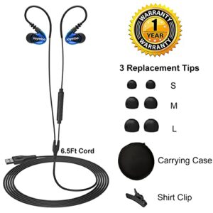 USB Earbuds with Microphone for PC Laptop, 6.5Ft Long Cord Wired USB Headphones Headset for Computer Desktop MacBook PS4 PS5 Work Calls Gaming, Over Ear in-Ear Earphones w Case, Control, Mute Function