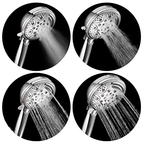 VANTENCY Shower Head with Handheld,9 Function Settings with Power Jet Wash Modes High Pressure Shower Heads,59" Stainless Hose and Adjustable Bracket (Brushed Nickel)