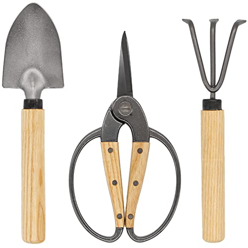 N&V Bonsai Scissors Set, 3 Pcs Set Including Bonsai Scissors, Mini Rake and Mini Shovel, For Arranging Flowers, Trimming Plants, For Grow Room or Gardening, Bonsai Tools.