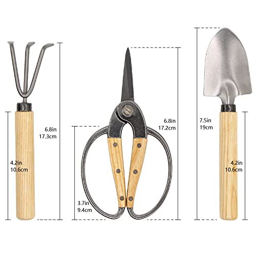 N&V Bonsai Scissors Set, 3 Pcs Set Including Bonsai Scissors, Mini Rake and Mini Shovel, For Arranging Flowers, Trimming Plants, For Grow Room or Gardening, Bonsai Tools.