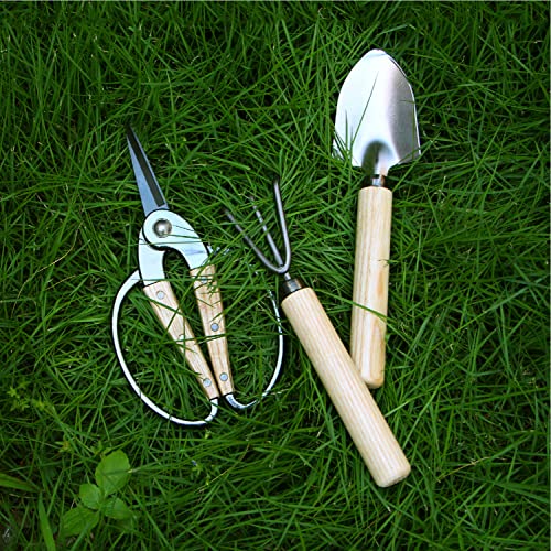 N&V Bonsai Scissors Set, 3 Pcs Set Including Bonsai Scissors, Mini Rake and Mini Shovel, For Arranging Flowers, Trimming Plants, For Grow Room or Gardening, Bonsai Tools.