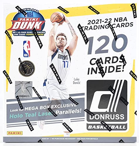 NBA 2021-22 Donruss Basketball Trading Card MEGA Box [20 Packs, Holo Teal Laser Parallels]