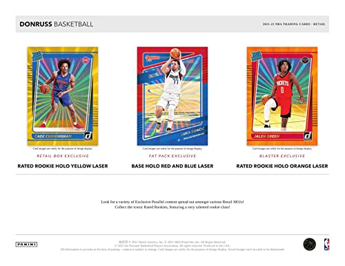 NBA 2021-22 Donruss Basketball Trading Card MEGA Box [20 Packs, Holo Teal Laser Parallels]