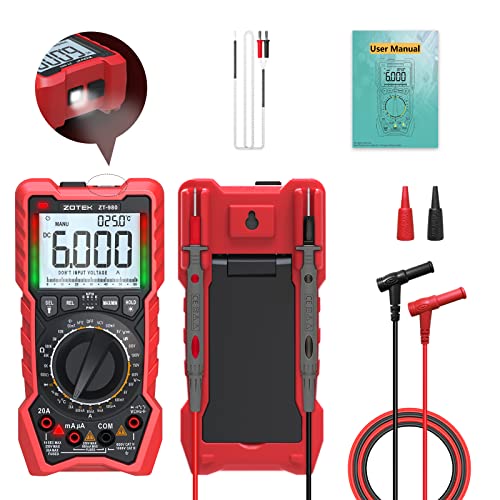 ZOTEK ZT-980 Digital Multimeter Tester True RMS 6000 Counts High Precision Display NCV,Measures Voltage Current Resistance Capacitance Frequency Duty Cycle,Tests Diodes Transistors.