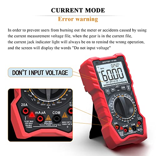 ZOTEK ZT-980 Digital Multimeter Tester True RMS 6000 Counts High Precision Display NCV,Measures Voltage Current Resistance Capacitance Frequency Duty Cycle,Tests Diodes Transistors.