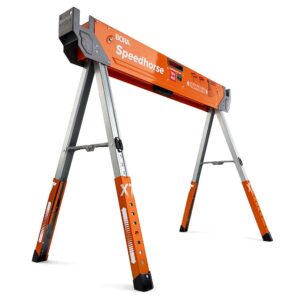 Bora Portamate Speedhorse XT Sawhorse Pair (PM-4550T,Orange) and BORA Track Clamps, Saw Guide Accessory