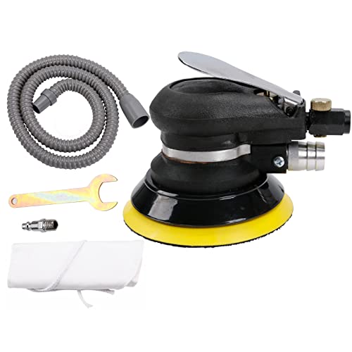 5-Inch Self-Vacuuming Air Random Orbit Sander,Dual Action Palm Sander with Hose and Dust Bag for Car, Wood Wax, Metal Work