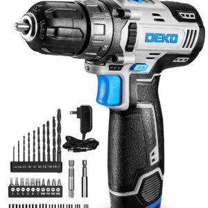 DEKOPRO Cordless Drill, 12V Rechargable Battery Electric Power Impact Drill Driver Set for Home