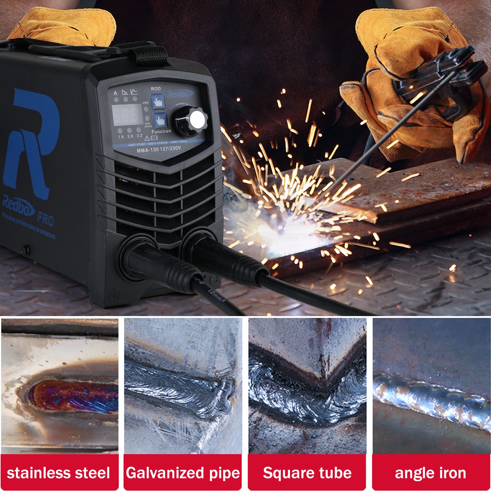 Redbo 110/220V Mini Welding Machine, 130Amp ARC MMA Welder,Dual Voltage Stick Welder Wide Voltage Inverter DC Mini Welding Machine