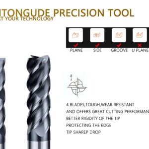 DelitonGude 5/16 x 4inch Extra Long Carbide Tungsten Square CNC End Mill,4 Fultes Suitable for Alloy Steels/Hardened Steels HRC55(Extra Long 5/16)