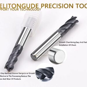 DelitonGude 5/16 x 4inch Extra Long Carbide Tungsten Square CNC End Mill,4 Fultes Suitable for Alloy Steels/Hardened Steels HRC55(Extra Long 5/16)