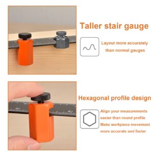 iGuerburn 2Pcs Stair Gauges for Framing Square, Stair Gauge Knobs for Layout Attachment Framing Jigs - Orange