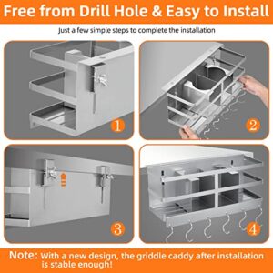 KGDJS Grill Caddy, Upgraded BBQ Caddy Designed for 28"/36" Blackstone Griddles, Removable Griddle Caddy, Space Saving BBQ Accessories Storage Box, Free Drilling Hole & Easy to Install (Grey)