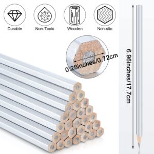 Tondiamo 48 Packs Silver Pencil Welders Pencil Metallic Silver Marking Hex Pencil Welding Supplies Marking Tools for Welders Plumbers Framer Carpenter Office School