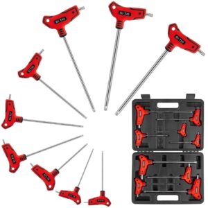 tommars 9pc t handle torx wrench set, s2 steel, t10 - t50 tamper proof star key set