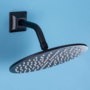 SEABEFORE 6 inch Standard shower arm Wall Mounted black shower head extension with unique square flange, Standard 1/2" Connection