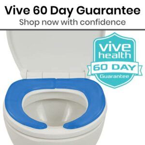 Vive Gel Toilet Seat Cushion Cover - Raised Padded Riser Cushion for Elongated, Standard, and Commode Chairs- Seat Warmer Pressure & Pain Relief Comfort- Adhesive Donut Pad for Elderly, Seniors (Blue)