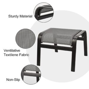 Blacky Rabbit Outdoor Foot Rest for Patio Ottomans Metal Seat Patio Footstools Furniture Outside Stools Small Chair 2 Set Grey, 2 Pack-grey, 22inch*20inch*17inch