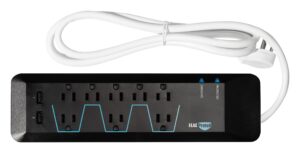 elac protek 8 outlet surge protector/power conditioner with dual usb