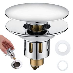 universal pop-up bathroom sink stopper - for 1.1~1.5 inch wash basin drain strainer, bounce sink drain filter with hair catcher, anti clogging stainless steel sink plug, chrome