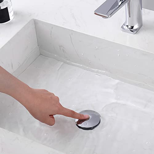 Universal Pop-Up Bathroom Sink Stopper - for 1.1~1.5 Inch Wash Basin Drain Strainer, Bounce Sink Drain Filter with Hair Catcher, Anti Clogging Stainless Steel Sink Plug, Chrome