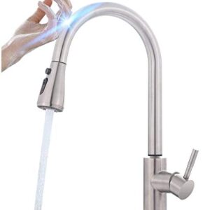 Touch Kitchen Faucet with Pull Down Sprayer, MSTJRY Kitchen Sink Faucets with Pullout Sprayer, Touchless Kitchen Faucet, Stainless Steel Faucets for Kitchen Sinks