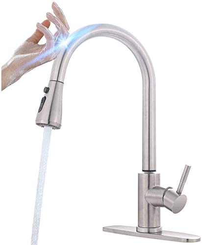 Touch Kitchen Faucet with Pull Down Sprayer, MSTJRY Kitchen Sink Faucets with Pullout Sprayer, Touchless Kitchen Faucet, Stainless Steel Faucets for Kitchen Sinks