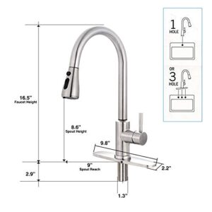 Touch Kitchen Faucet with Pull Down Sprayer, MSTJRY Kitchen Sink Faucets with Pullout Sprayer, Touchless Kitchen Faucet, Stainless Steel Faucets for Kitchen Sinks