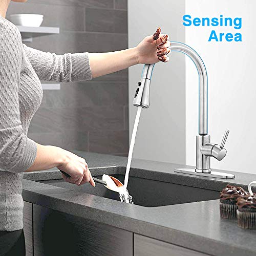 Touch Kitchen Faucet with Pull Down Sprayer, MSTJRY Kitchen Sink Faucets with Pullout Sprayer, Touchless Kitchen Faucet, Stainless Steel Faucets for Kitchen Sinks